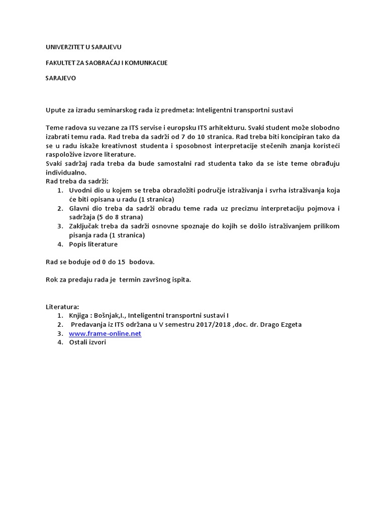 Teme Za Seminarski Rad | PDF