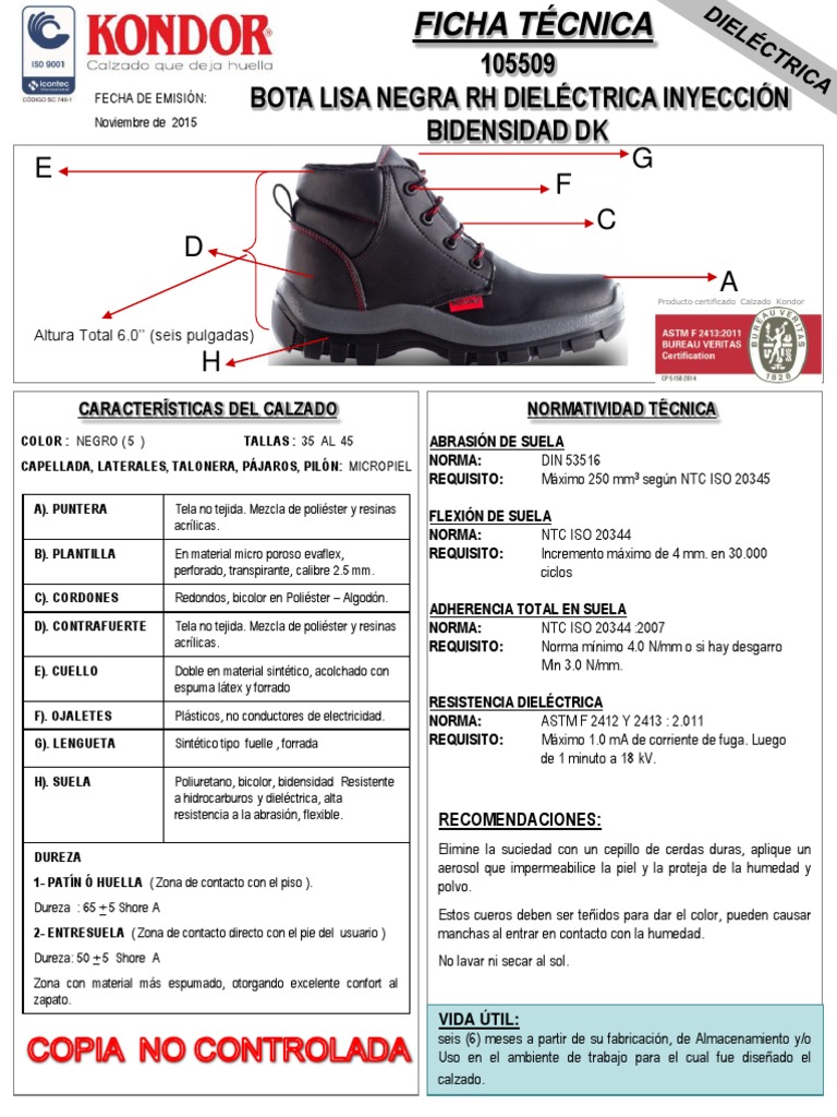 Ficha Tecnica | PDF | Calzado | Materiales