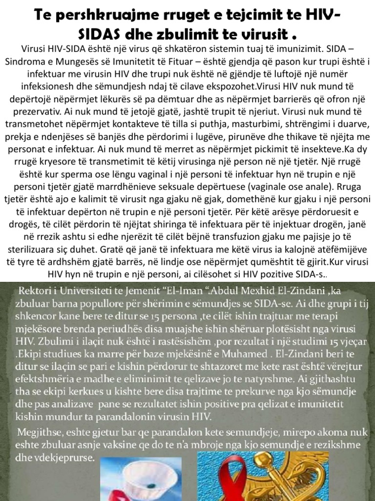 Te Pershkruajme Rruget e Tejcimit Te HIV-SIDAS | PDF