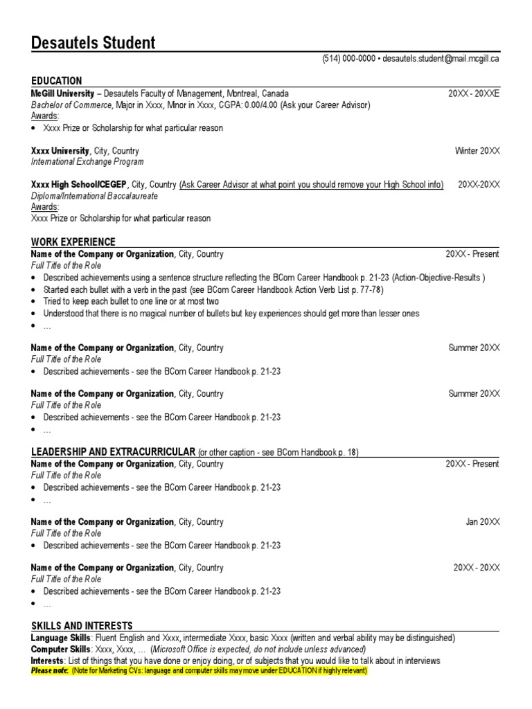 2017 Desautels Resume Template | PDF | Linguistic Morphology | Semiotics