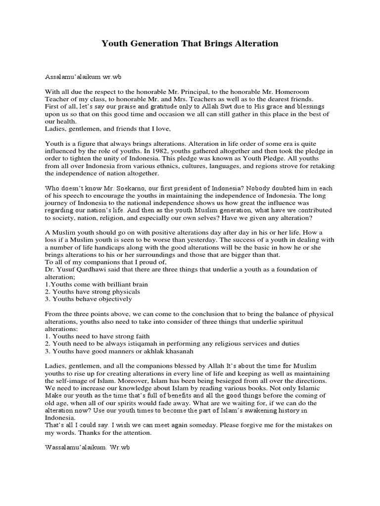 Youth Generation That Brings Alteration | PDF | Sahabah | Abrahamic ...