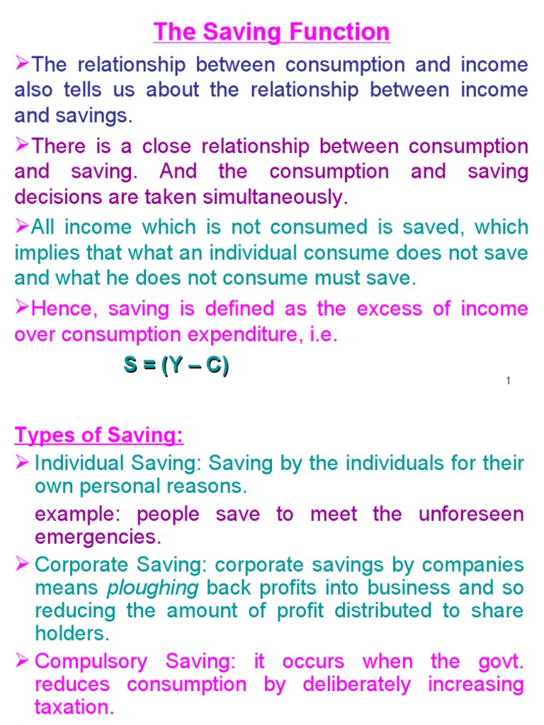 Saving Function | PDF | Saving | Consumption (Economics)