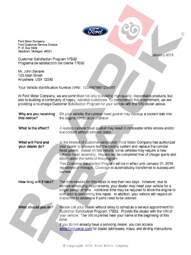 Letter To Ford Focus RS Owners | PDF