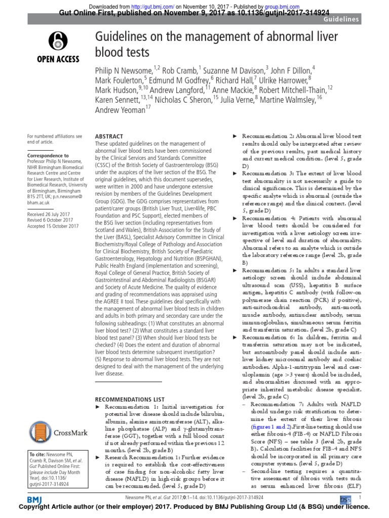 Guidelines On The Management of Abnormal Liver Blood Tests | PDF ...