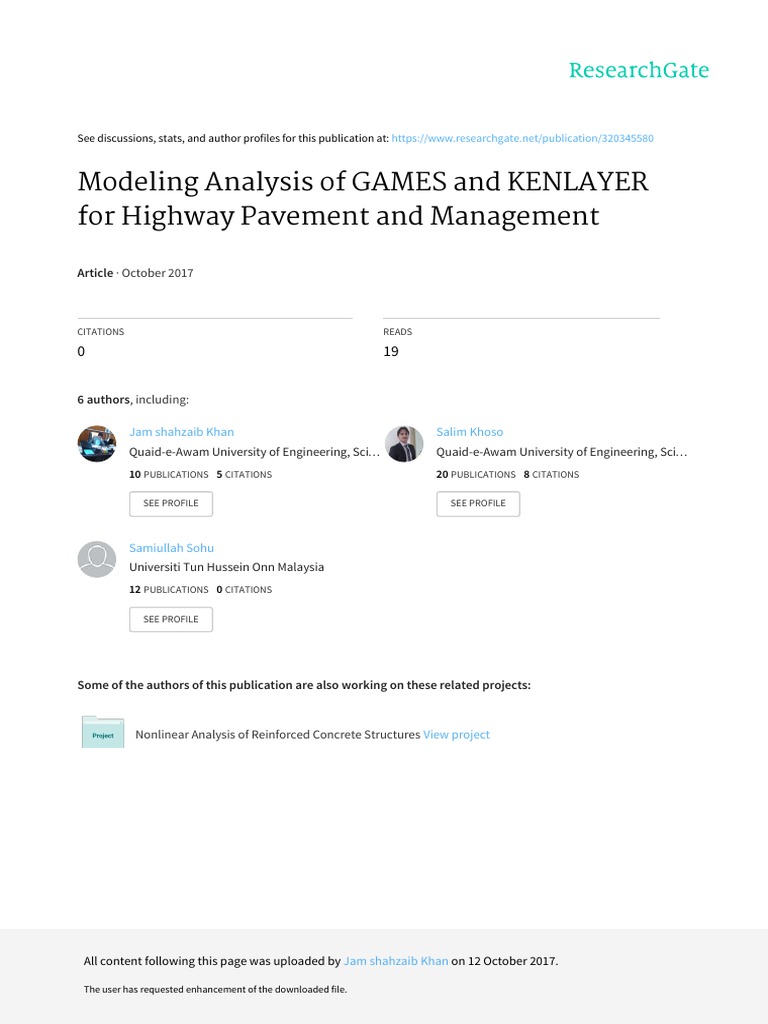 Modeling Analysis of GAMES and KENLAYER For Highway Pavement and ...