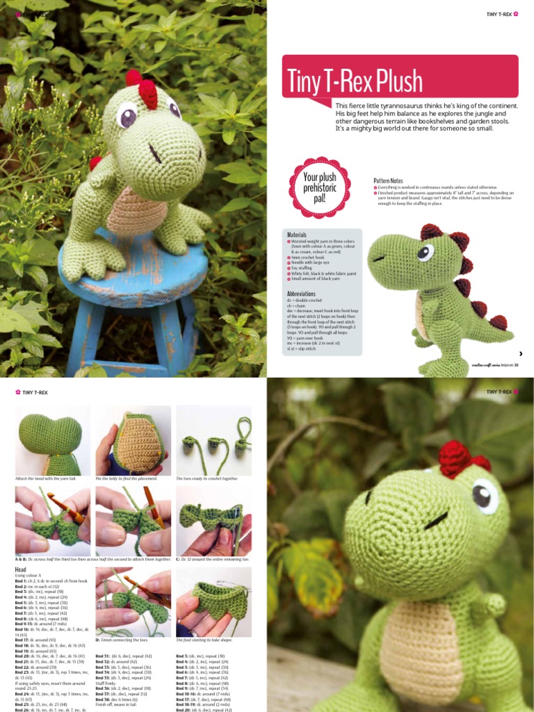 Amigurumi Tiny T-Rex Pattern | PDF | Amigurumi | Crochet