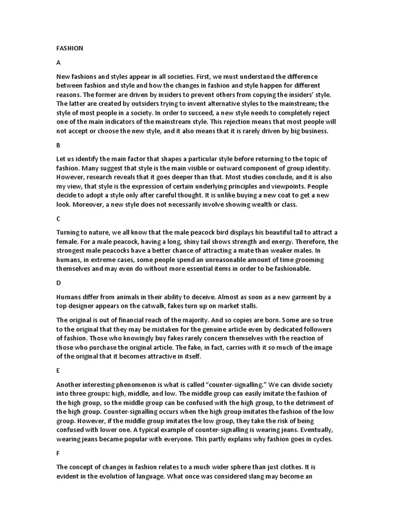 C1 - Reading - Fashion | PDF | Social Group | Fashion