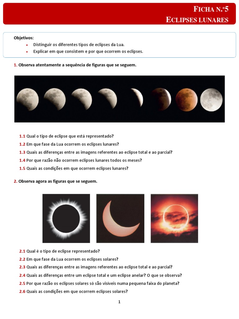 Cfq7 Ficha 5 Eclipses | PDF