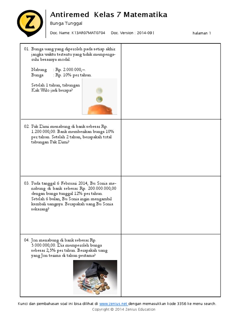 Bunga Tunggal Latihan Soal | PDF