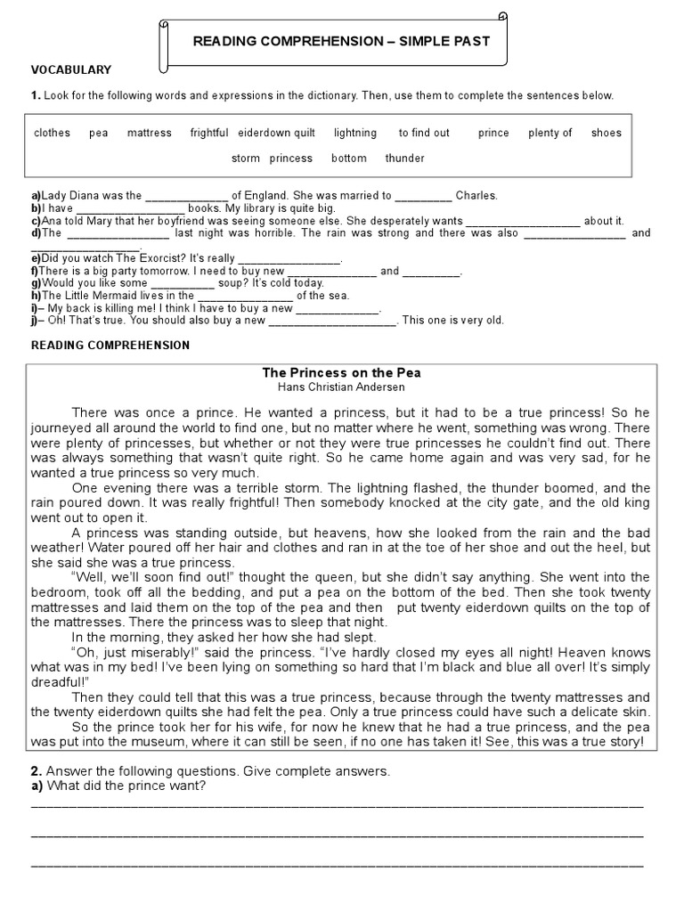 Reading Comprehension Simple Past | PDF