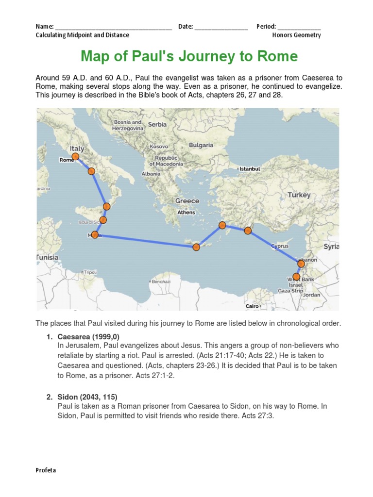 Paul's Journey to Rome: A Map Overview | PDF | Acts Of The Apostles ...