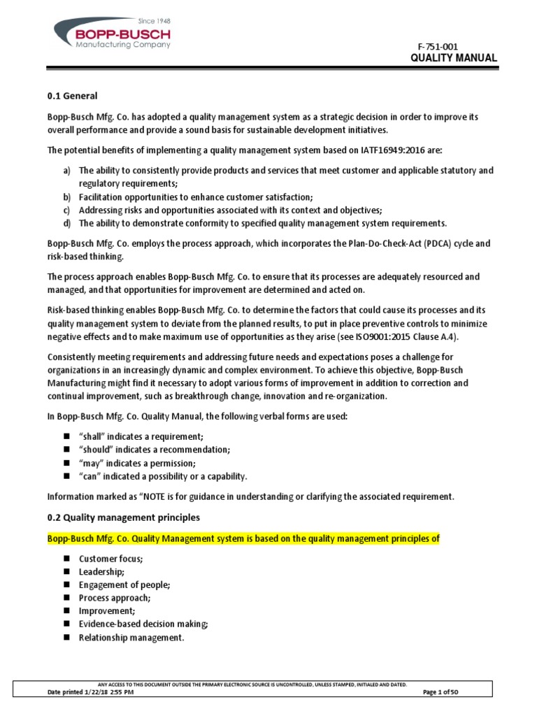 Bopp-Busch Quality Manual | Download Free PDF | Quality Management ...