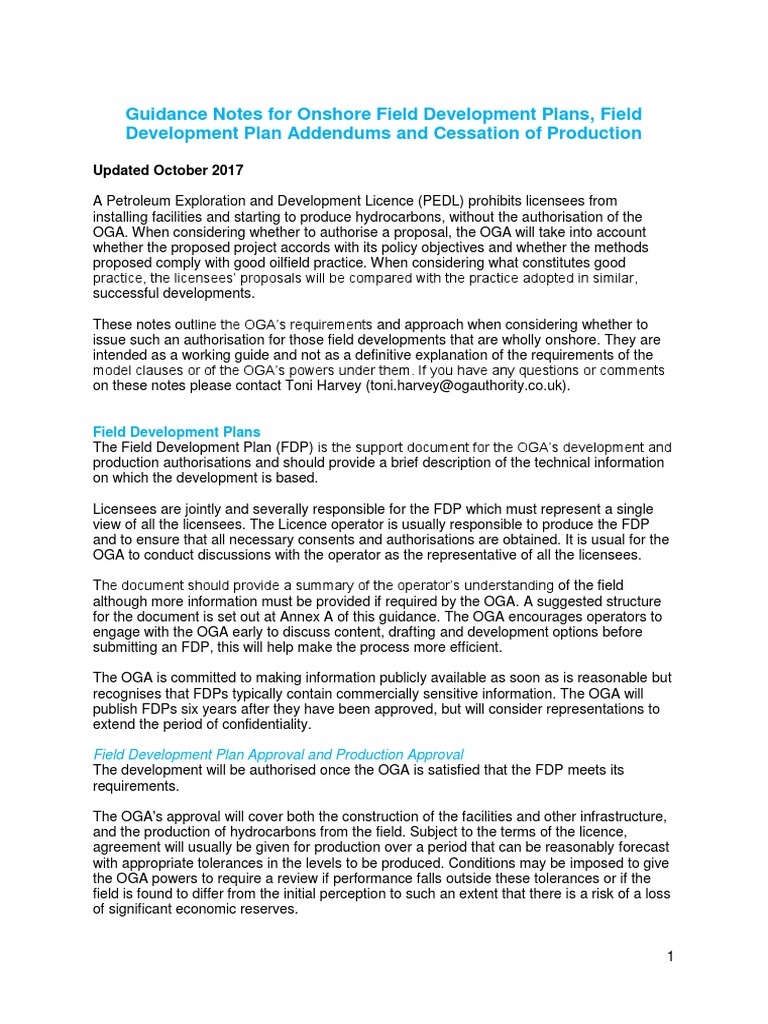 Guidance Notes For Onshore Field Development Plans v2 | PDF | Petroleum ...