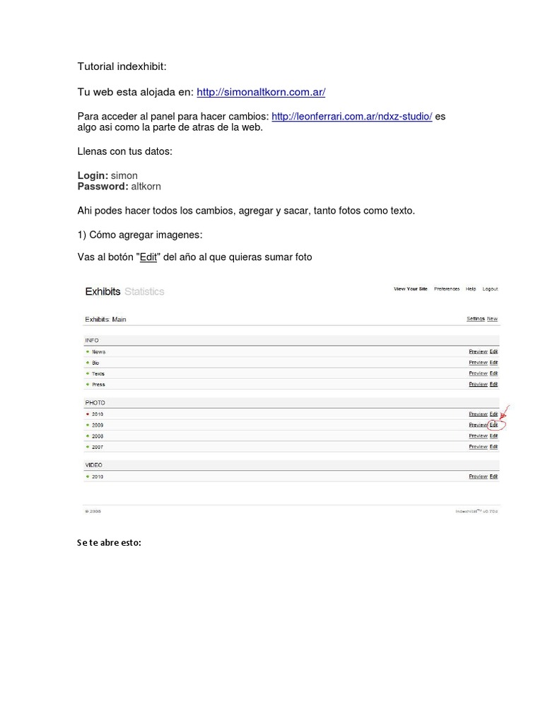 Tutorial Indexhibit | PDF