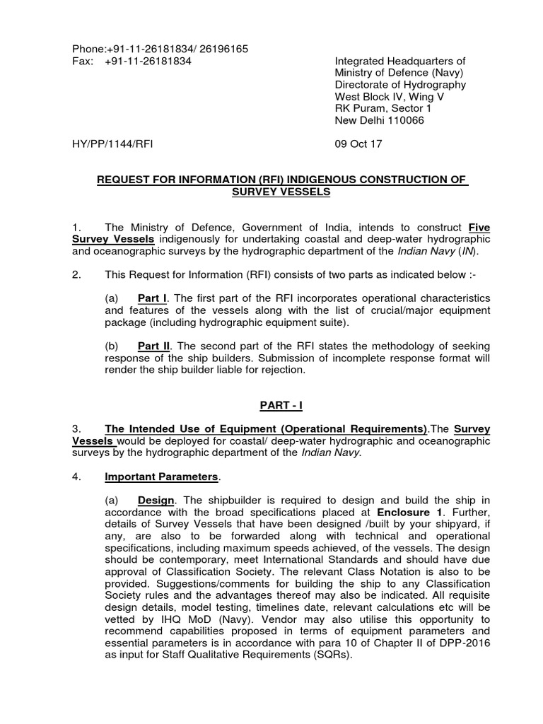 RFI-5 Survey Vessels | Download Free PDF | Marine Propulsion | Ships