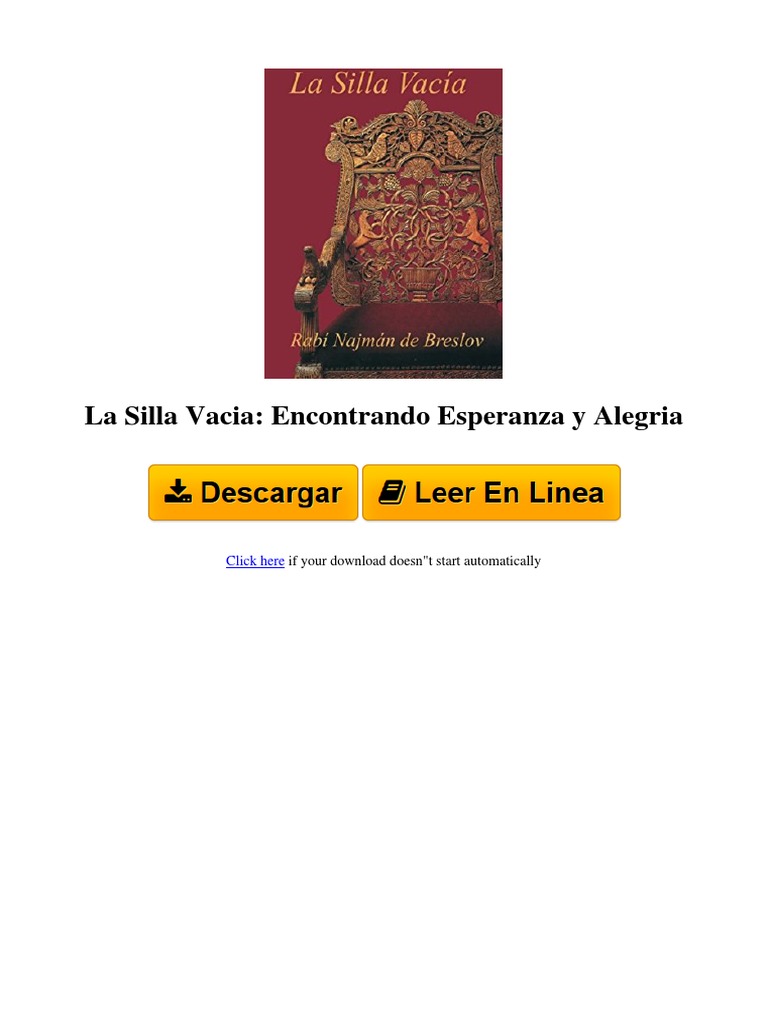 La Silla Vacia Encontrando Esperanza y Alegria by Rabi Najman de Breslov PDF | PDF