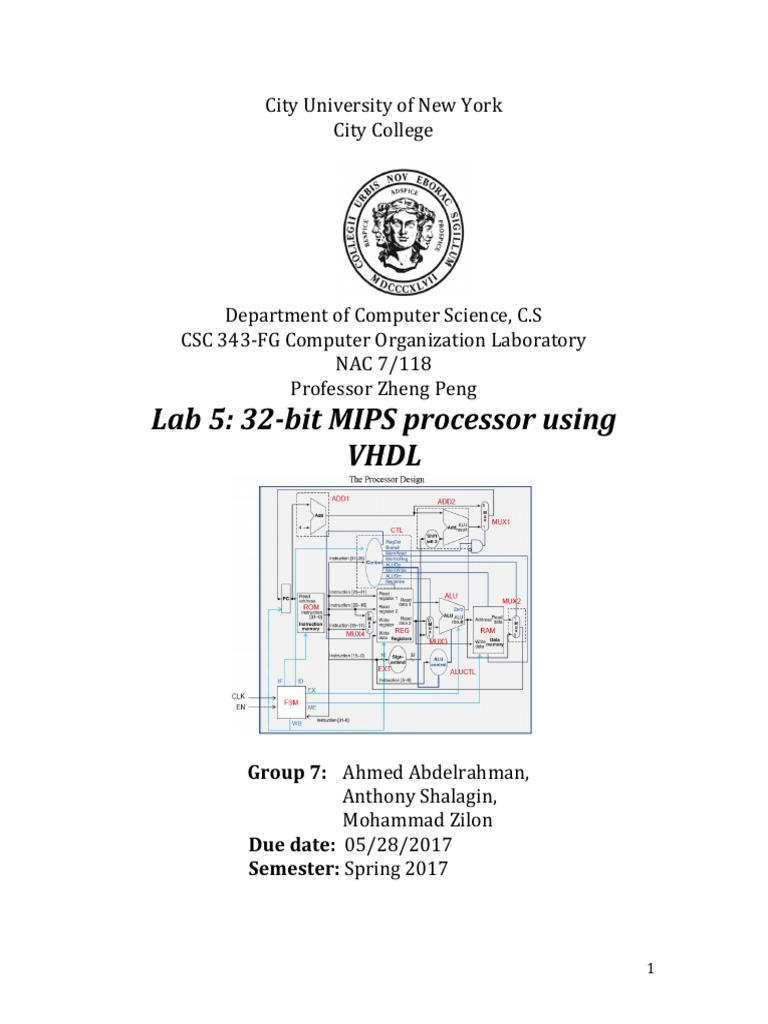 32-Bit Mips Processor Lab Report | PDF | Computer Data Storage | Input ...