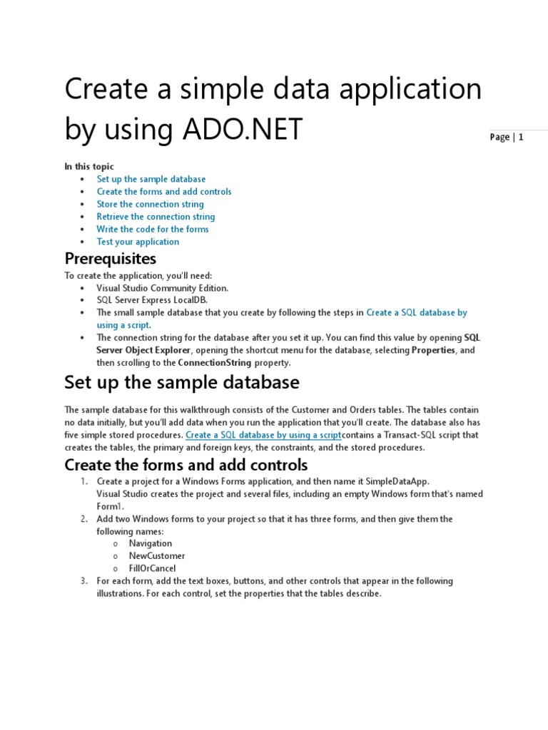 1create A Simple Data Application by Using ADO | PDF | Language Integrated Query | Parameter ...
