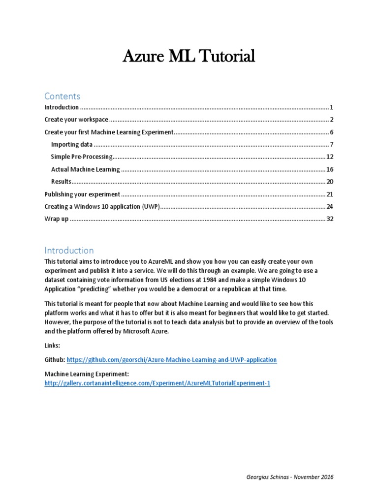 Azure ML Tutorial 1 | PDF | Microsoft Azure | Machine Learning