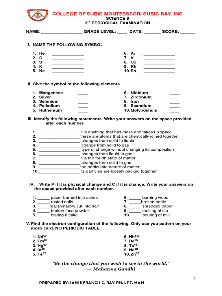 3rd Periodical Science 8 Final | PDF | Matter | Gases