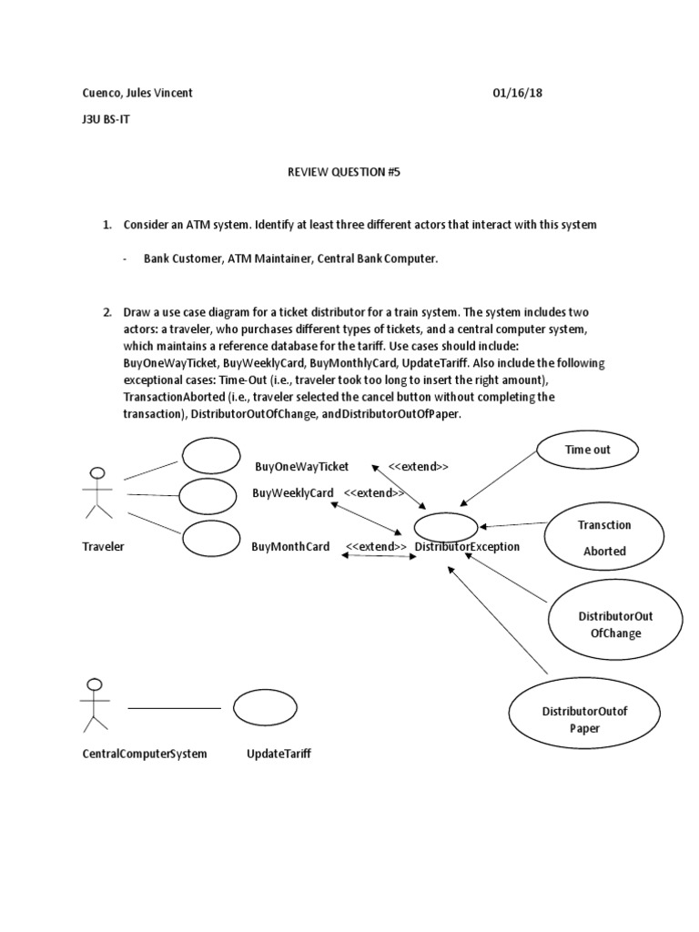 Review Question #5 | PDF | Use Case | Automated Teller Machine