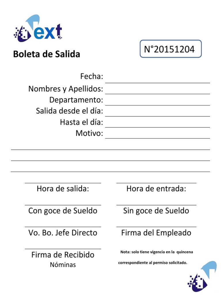 Boleta de Salidas