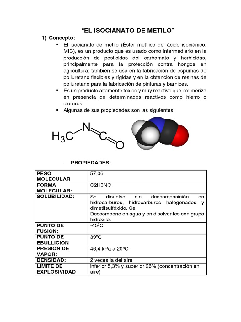 El Isocianato de Metilo