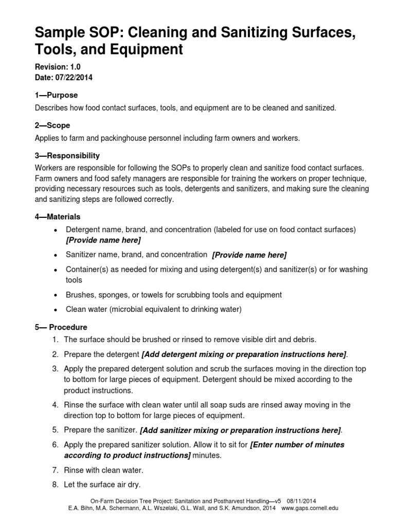 Postharvest Sanitation SOP Cleaning | PDF
