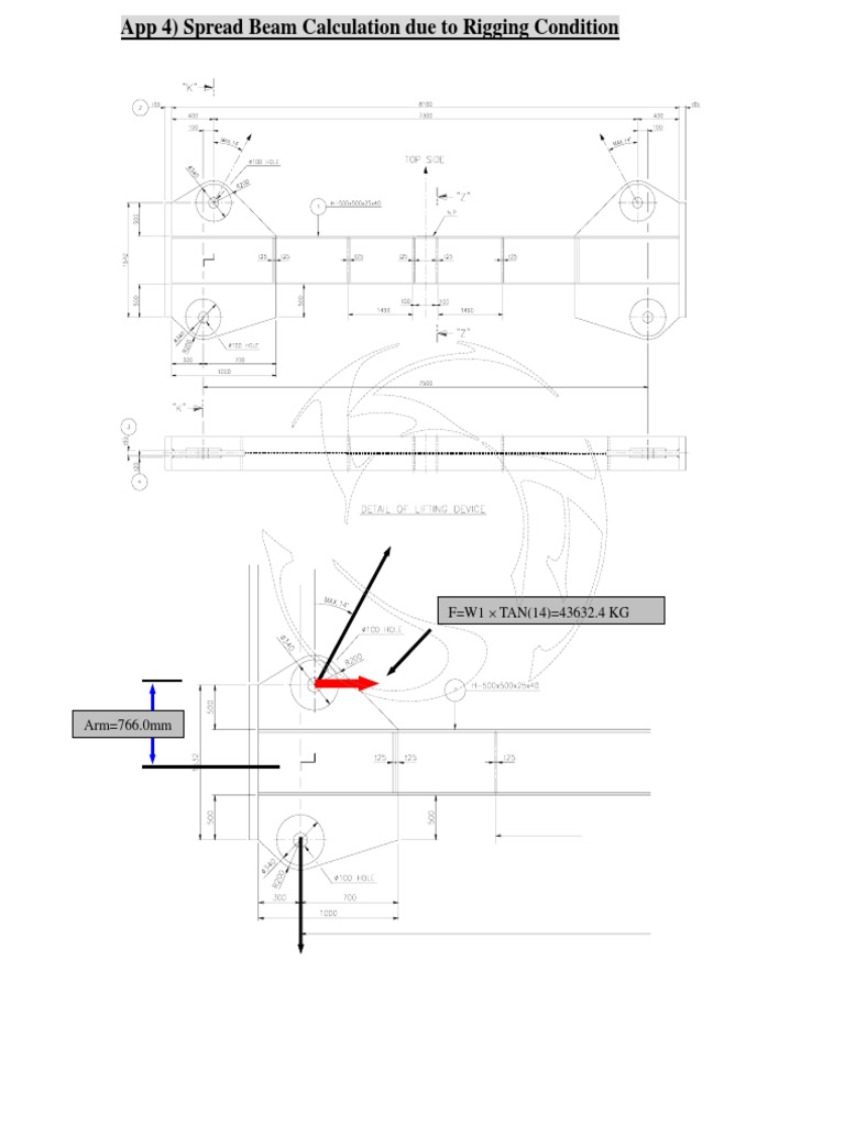 App 4) Spread Beam Calculation due to Rigging Condition