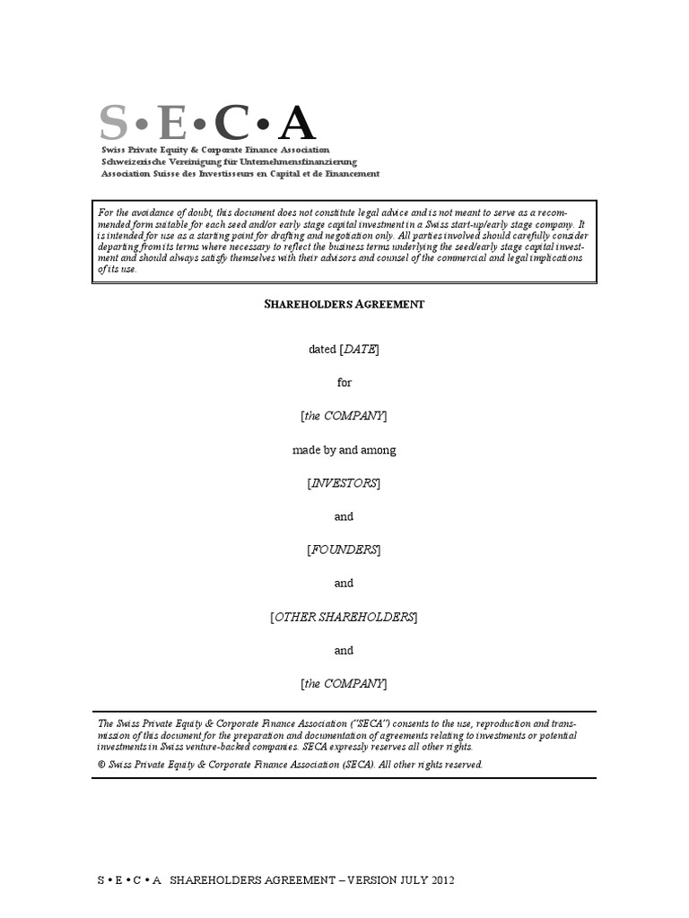 Seca Model Sha | PDF | Board Of Directors | Contractual Term