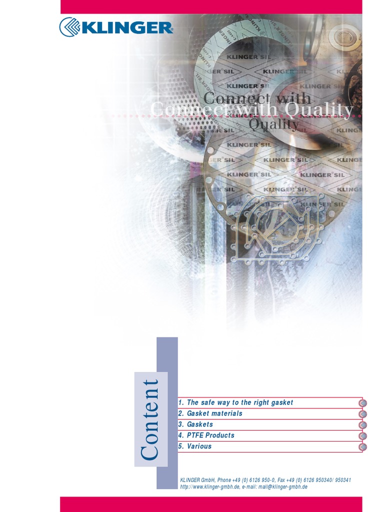 Klinger Gasket Catalogue PDF | PDF | Chemistry | Applied And ...
