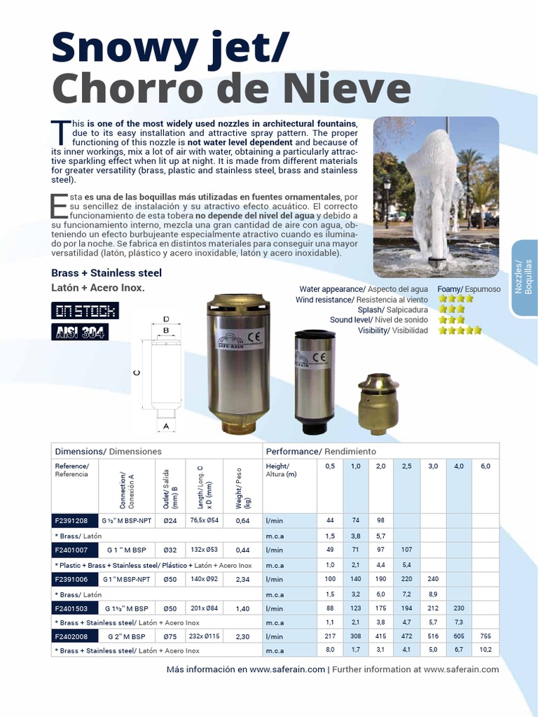 Boquillas Fuentes Chorro de Nieve PDF | PDF | Ingeniería de Edificación ...