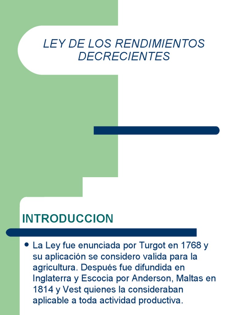 Ley De Los Rendimientos Decrecientes Pdf Ciencias Económicas