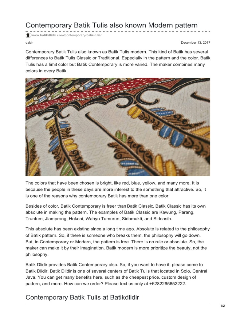 Contemporary Batik Tulis Also Known Modern Pattern | PDF | Business