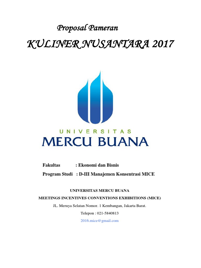 Proposal Pameran Kuliner Nusantara 2017 | PDF
