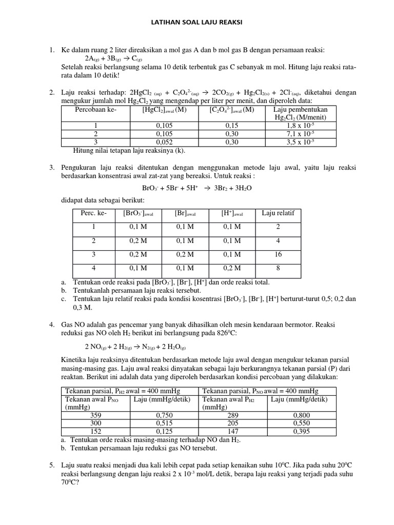 Latihan Soal Laju Reaksi | PDF