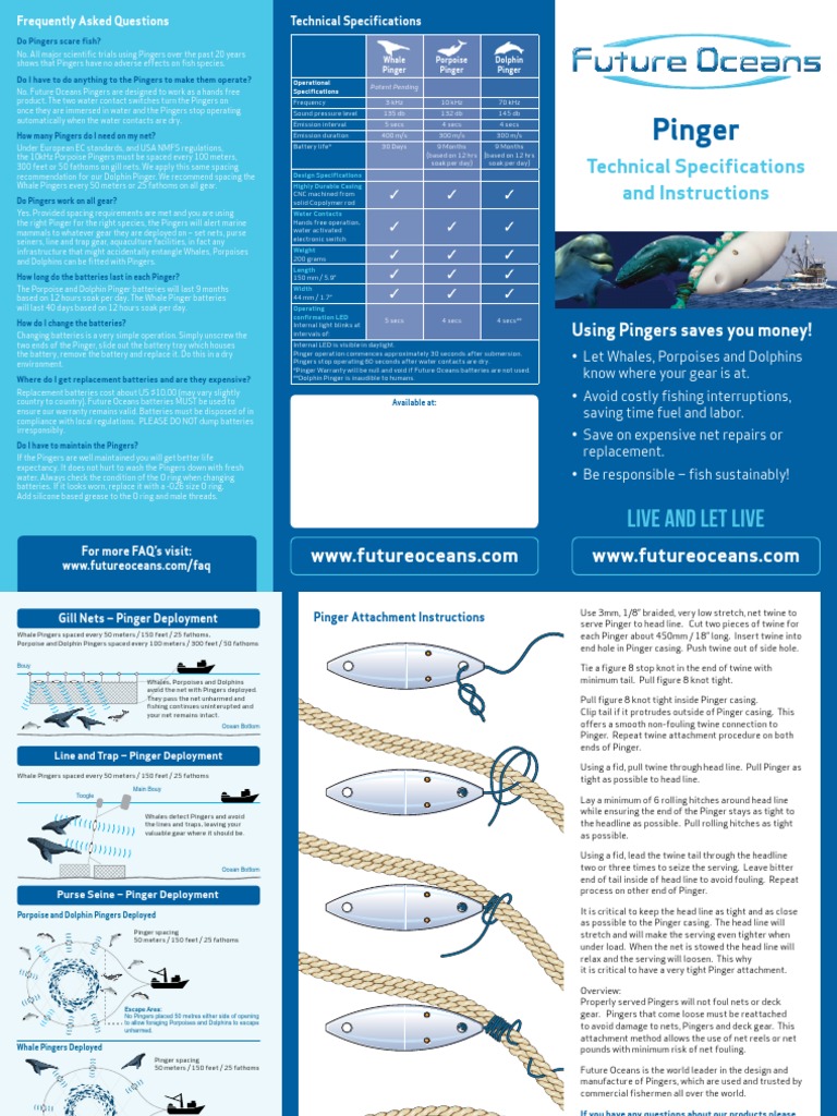 Pinger Operation Brochure | PDF | Dolphin | Battery (Electricity)