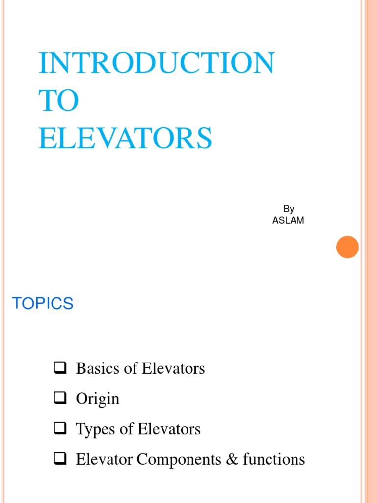 Introduction to Elevator Systems | PDF | Elevator | Machines