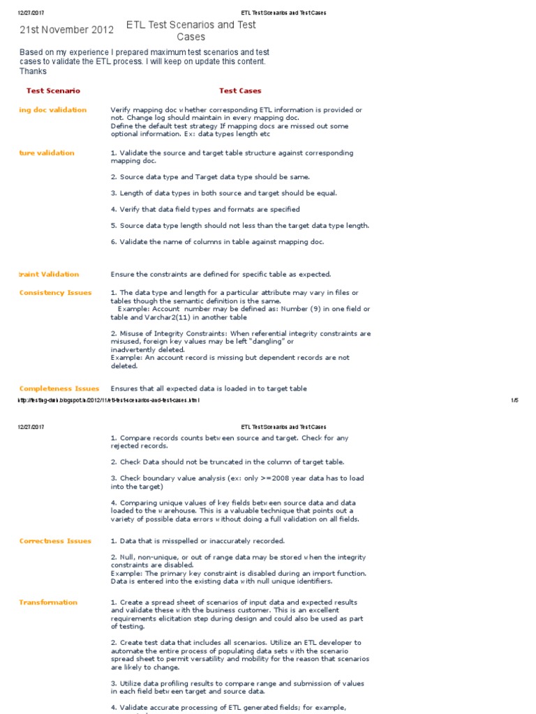 A Comprehensive List of ETL Test Scenarios and Test Cases for ...