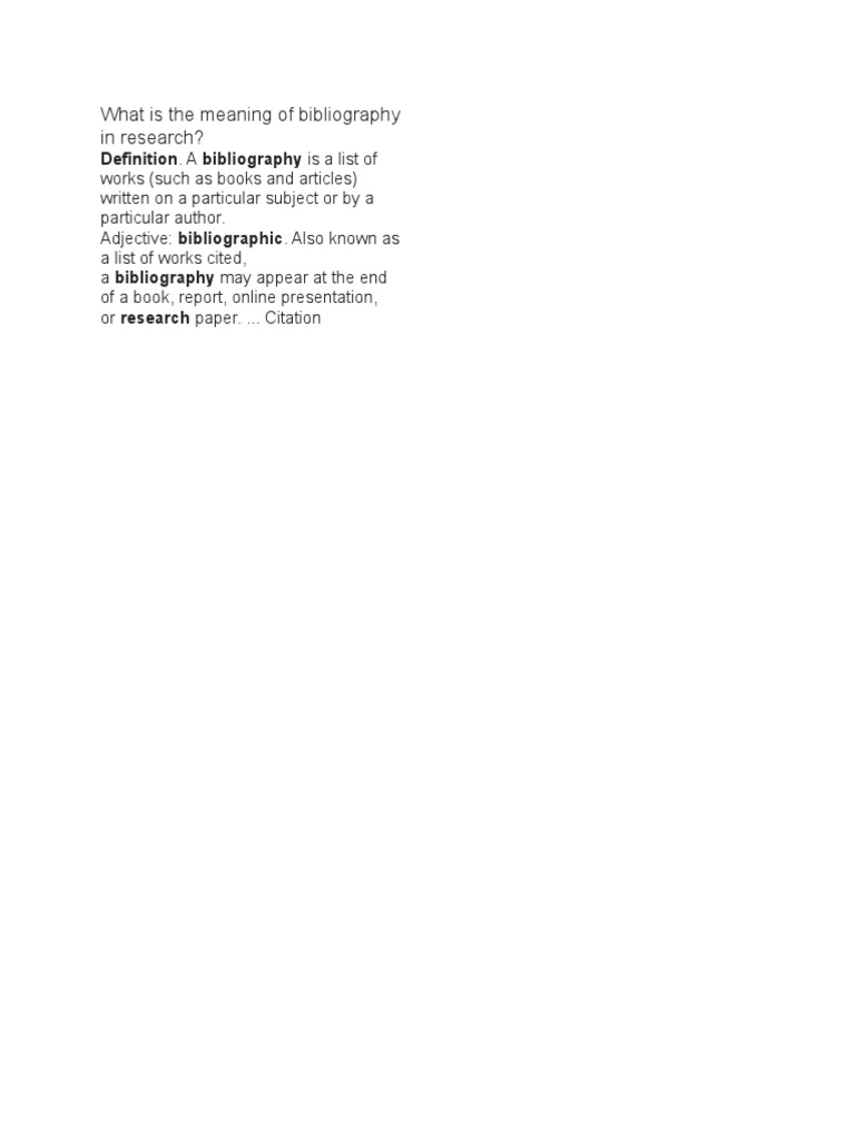 What Is The Meaning of Bibliography in Research? | PDF | Bibliography ...