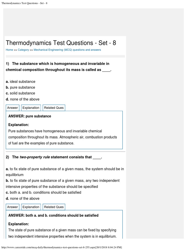 Thermodynamics Test Questions - Set - 8 | Latent Heat | Heat
