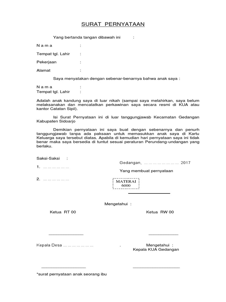 Surat Pernyataan | PDF