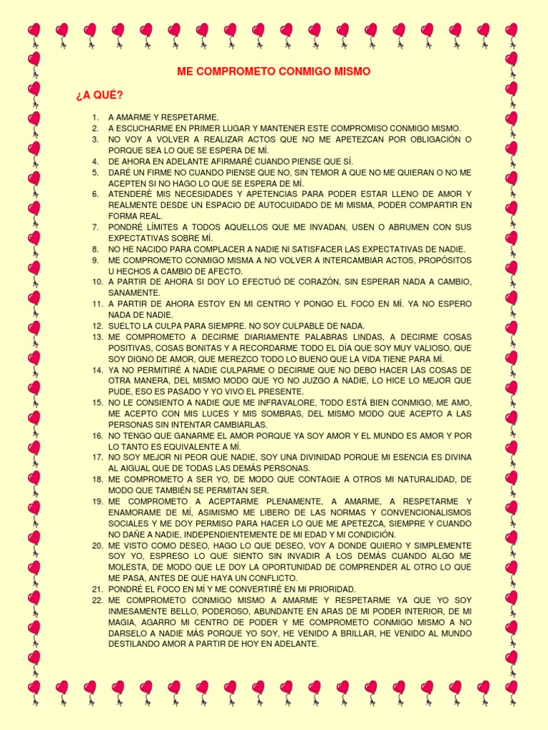 Me Comprometo Conmigo Mismo | PDF | Relaciones personales, crianza y ...