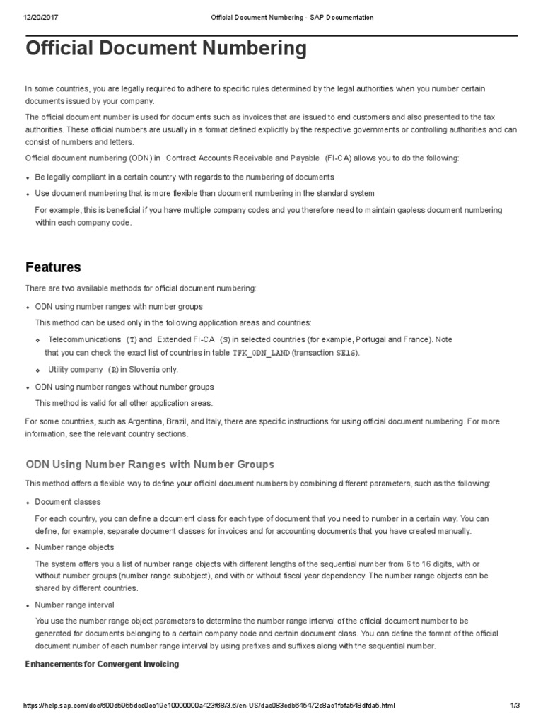 SAP - ODN - Official Document Numbering - SAP Documentation | PDF ...