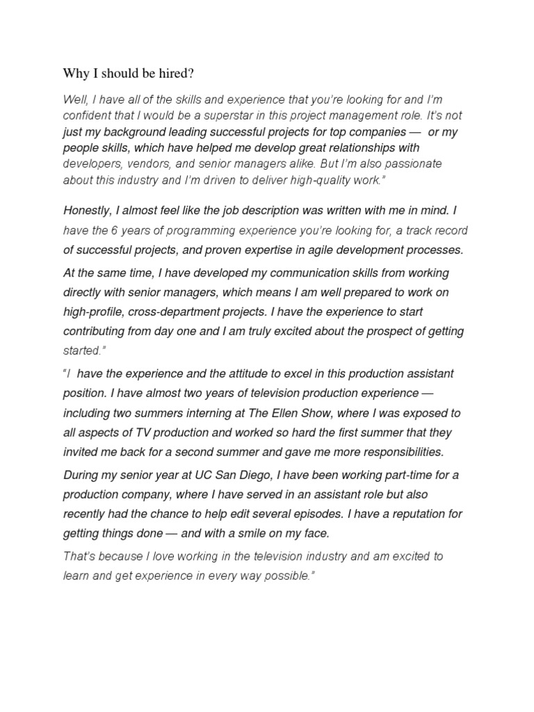 Why I Should Be Hired | PDF | Leadership | Learning