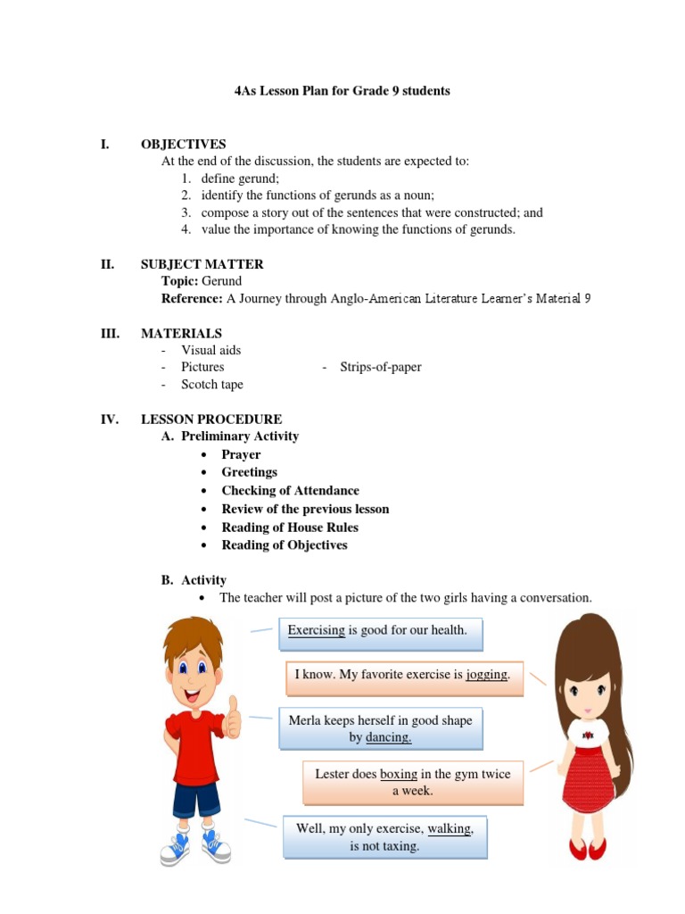 Lesson Plan For Gerunds | PDF | Object (Grammar) | Lesson Plan