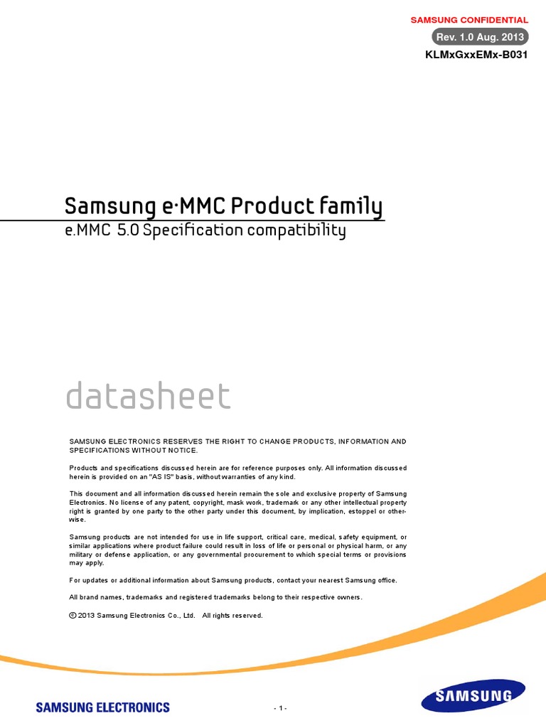 Samsung eMMC Datasheet | PDF | Flash Memory | Booting