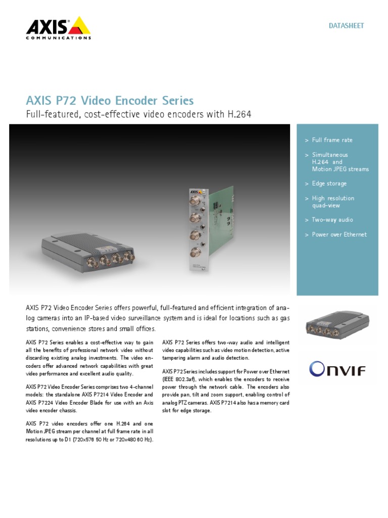 AXIS P72 Video Encoder Series: Full-Featured, Cost-Effective Video ...