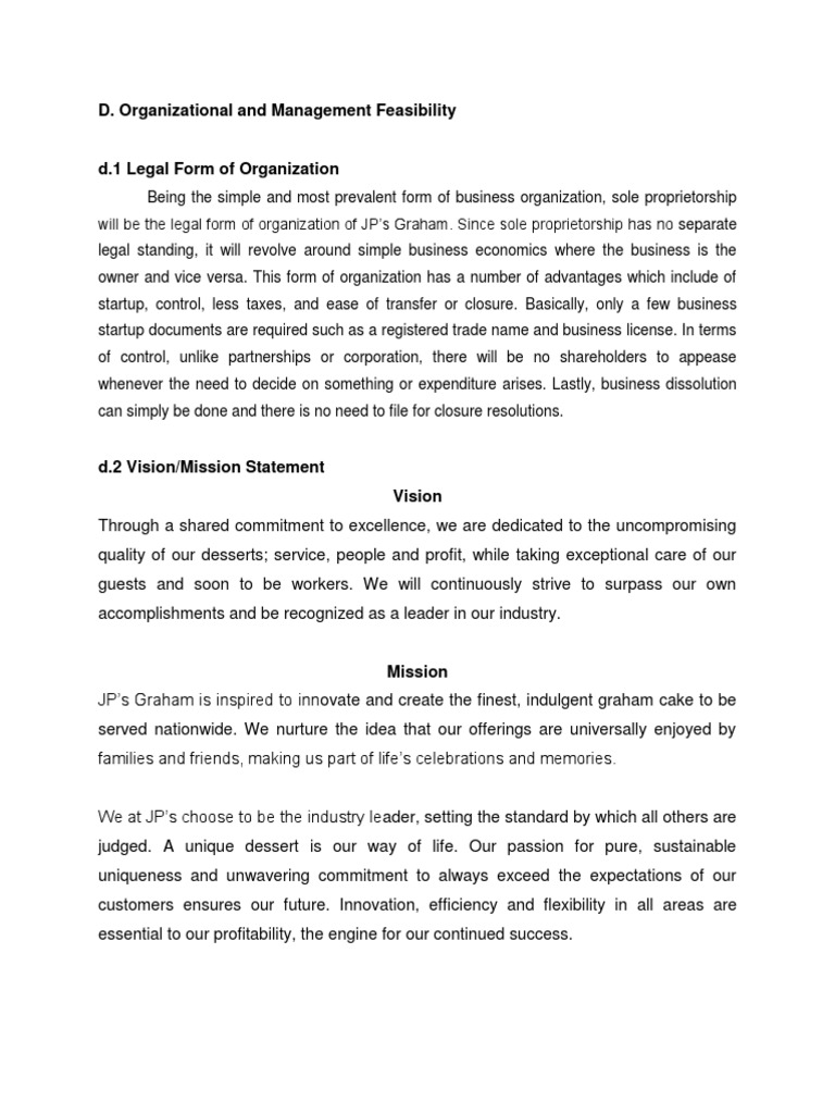 D. Organizational and Management Feasibility | PDF | Supply Chain ...