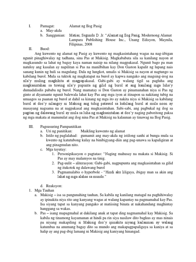 Alamat NG Pasig | PDF